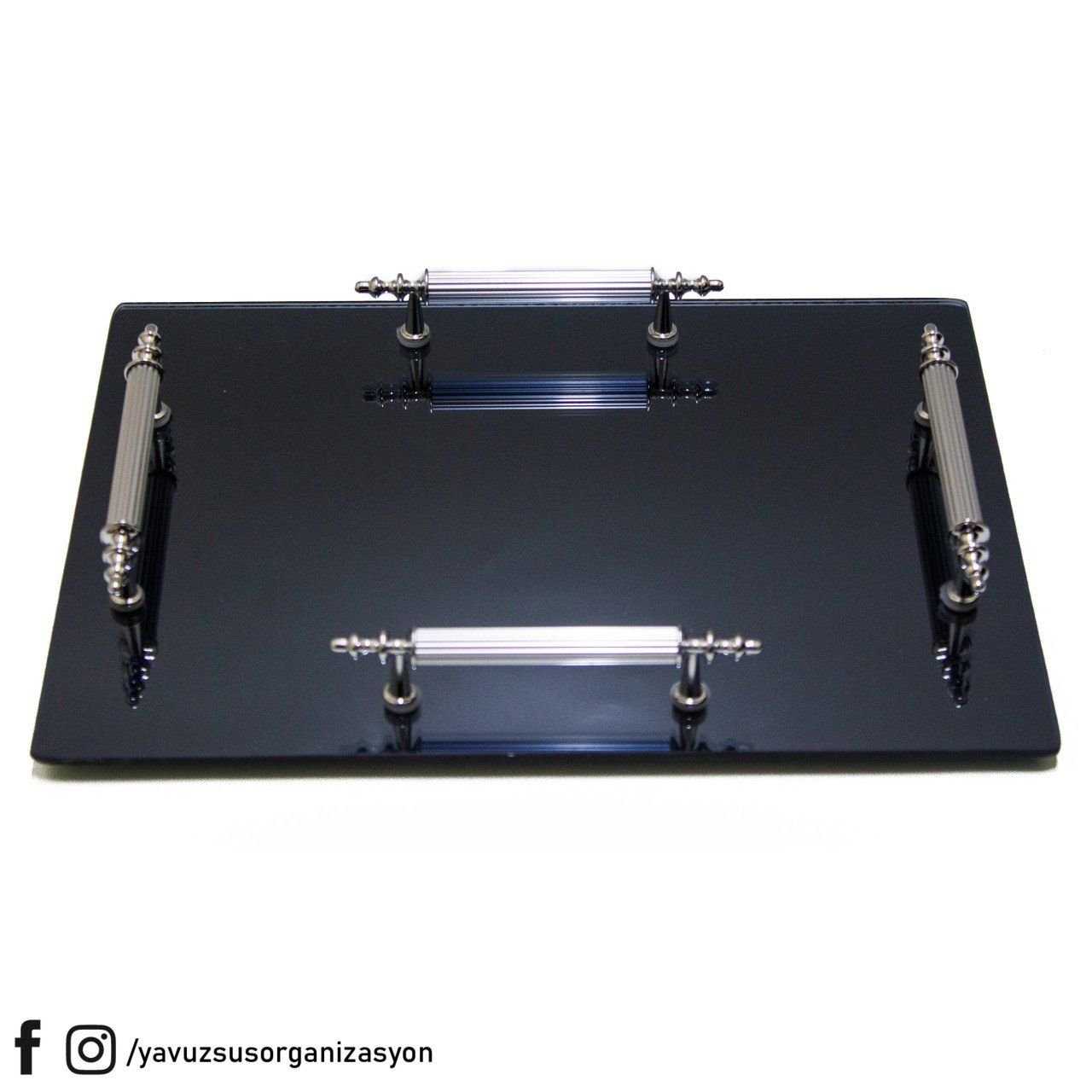 4 Kollu Aynalı İkili Tepsi Seti GUMUS | Kapınıza Teslim